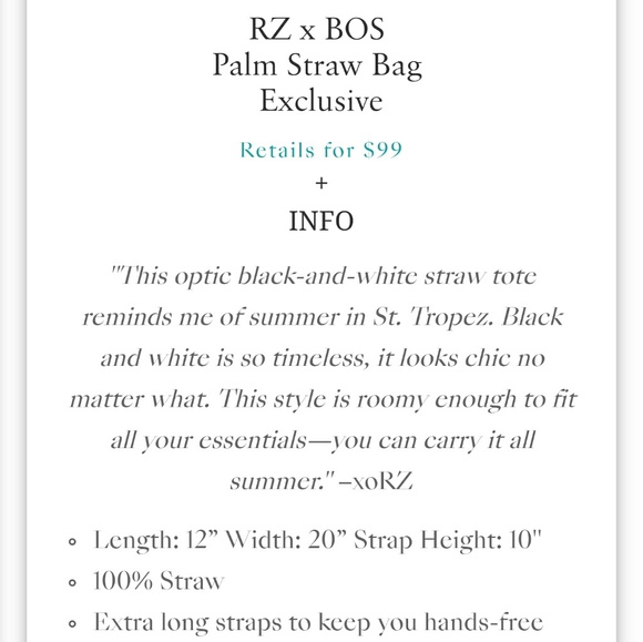 RZ x BOS | Bags | Rz X Bos Palm Straw Bag In Black | Poshmark
